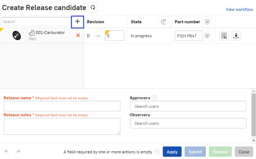 Selecting Parts for a Release Candidate
